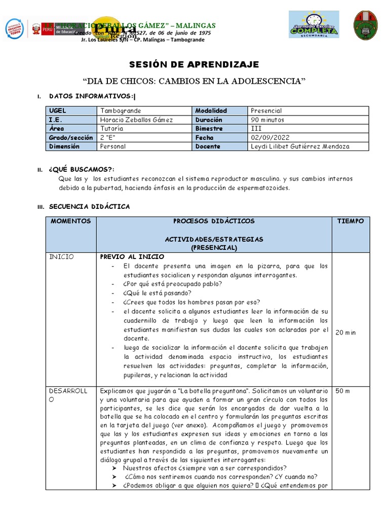 Sesion de Aprendizaje #06 Tutoria | PDF | Ciencia cognitiva | Cognición