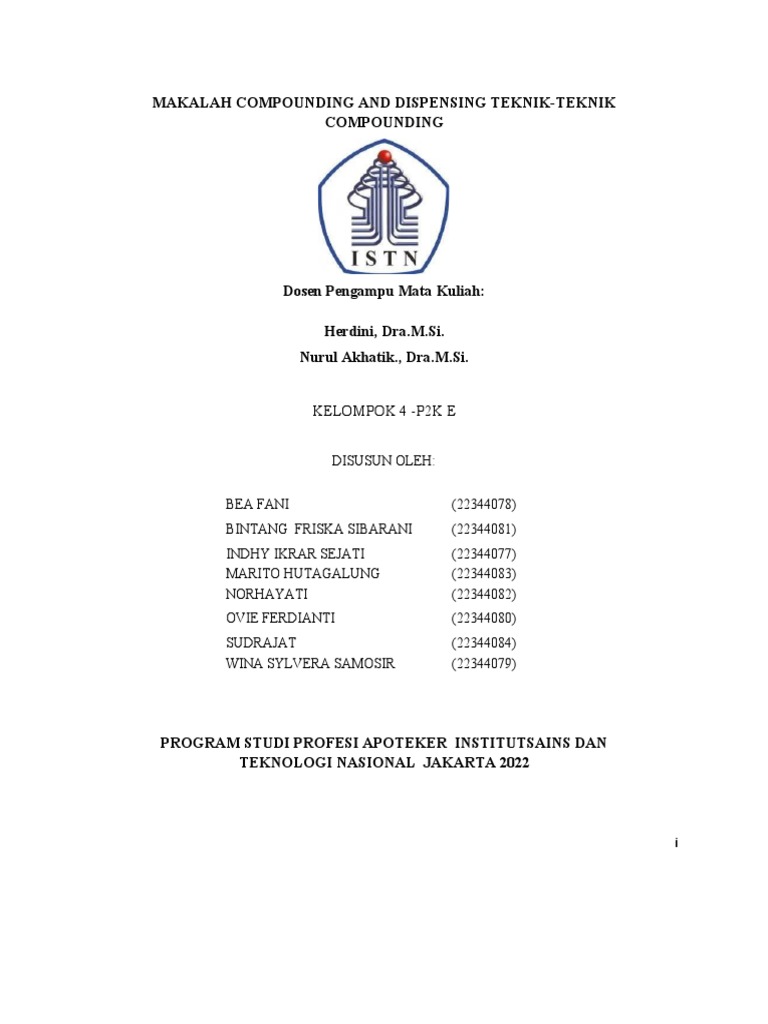Teknik-Teknik Compounding Makalah Coumponding and Dispensing | PDF | Bisnis