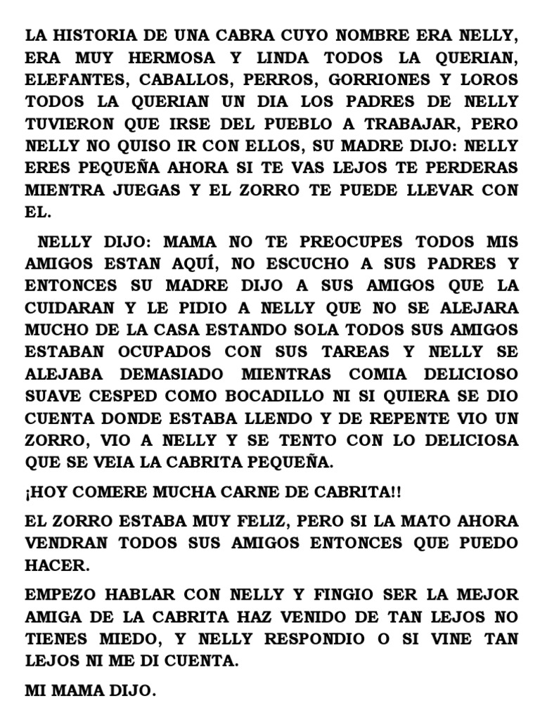 La Historia de Una Cabra Cuyo Nombre Era Nelly | PDF