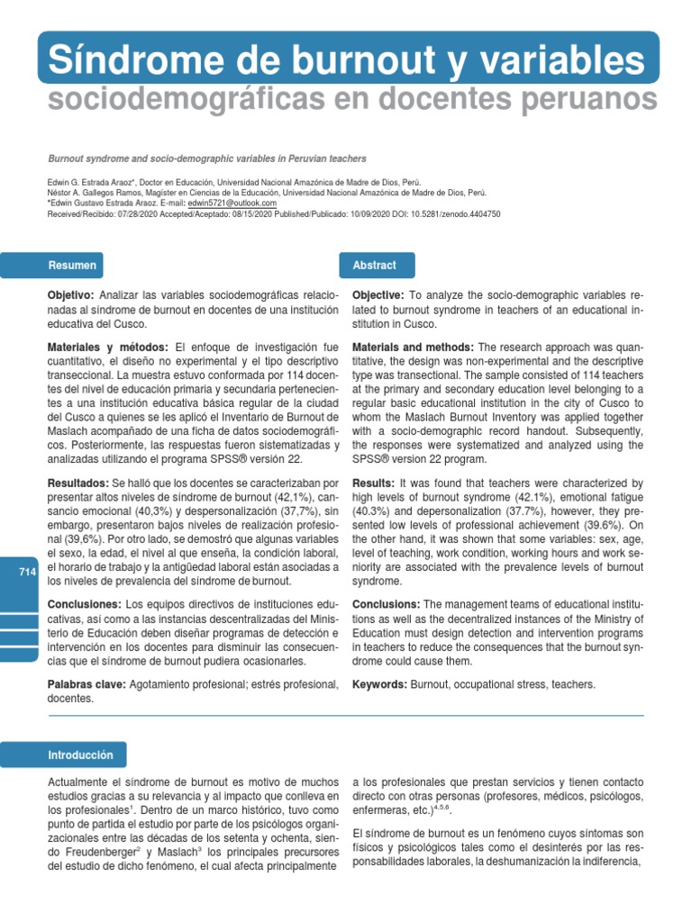 8 Síndrome de Burnout y Variables | PDF | Burnout ocupacional | Conceptos psicologicos
