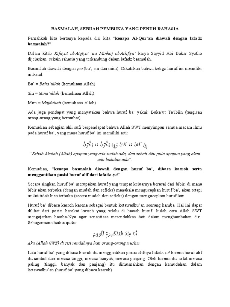 Makna Basmalah | PDF | Sejarah | Puisi