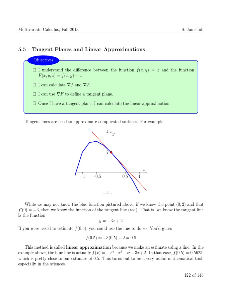 Tangent Planes And Linear Approximations Pdf Gradient Tangent