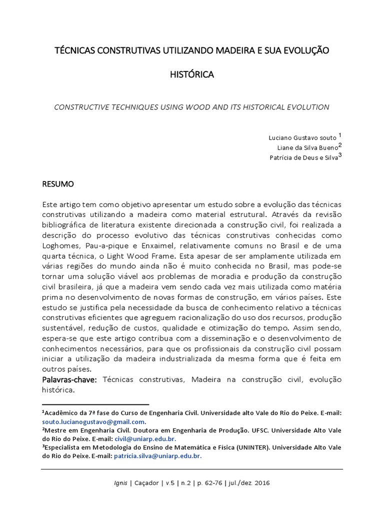 Evolução das Técnicas Construtivas em Madeira | PDF | Madeira | Engenharia