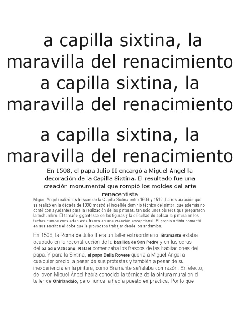 Capilla Sixtina | PDF | Miguel Ángel | Pinturas