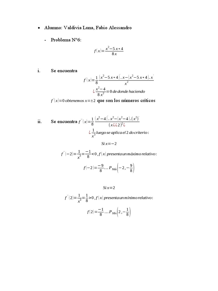 Alumno: Valdivia Luna, Fabio Alessandro - Problema N°6 | PDF