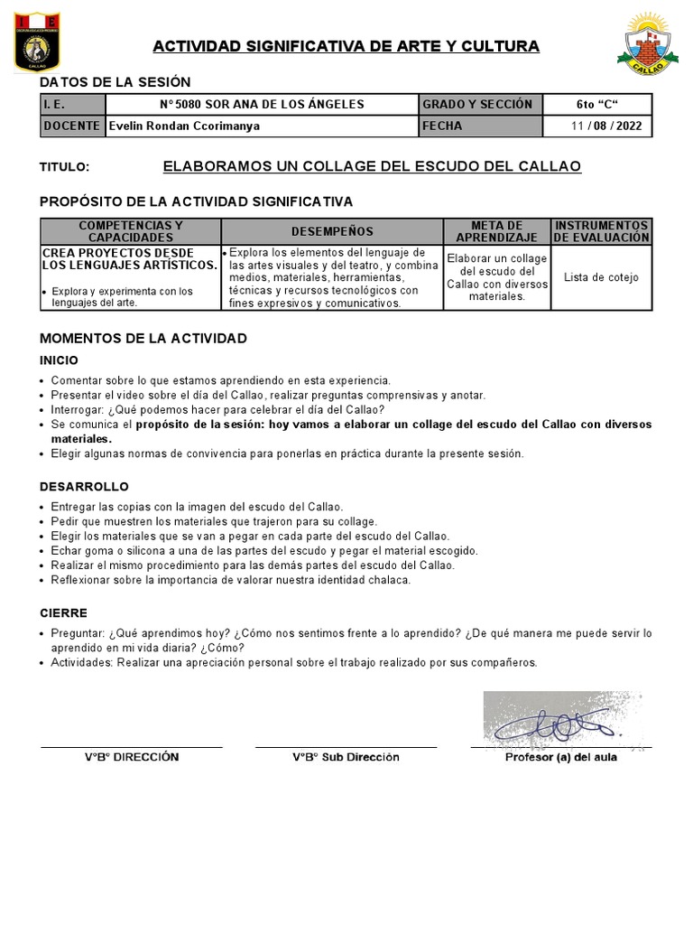 6 E7 A Elaborar Collage Escudo Callao | PDF | Estética | Conceptos ...