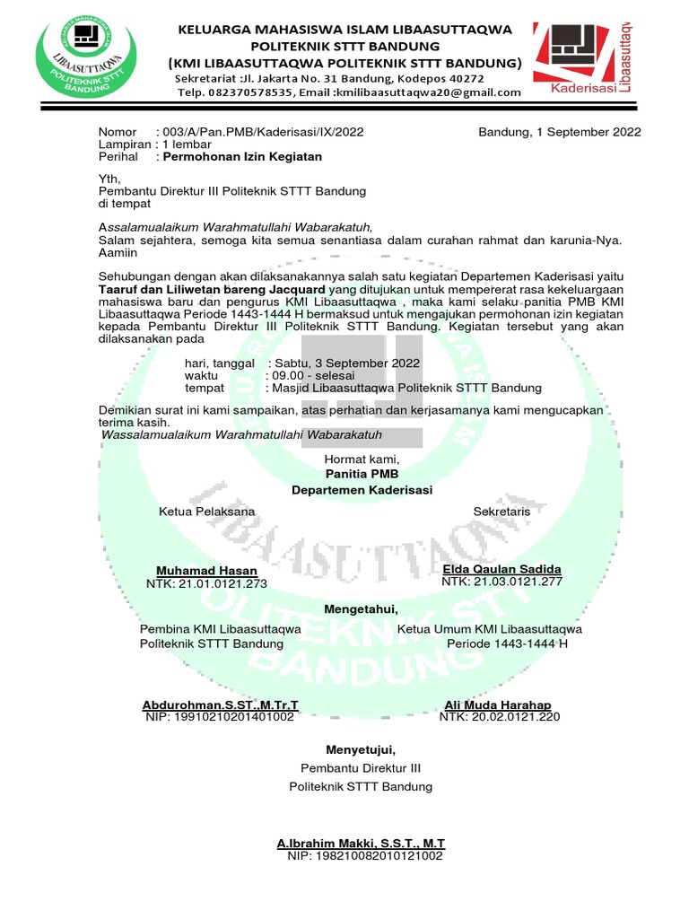 003 A Surat Izin Kegiatan PMB | PDF