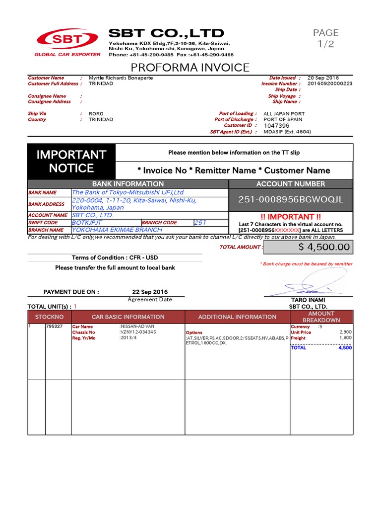 Proforma Invoice: Important Notice | Download Free PDF | Receipt ...