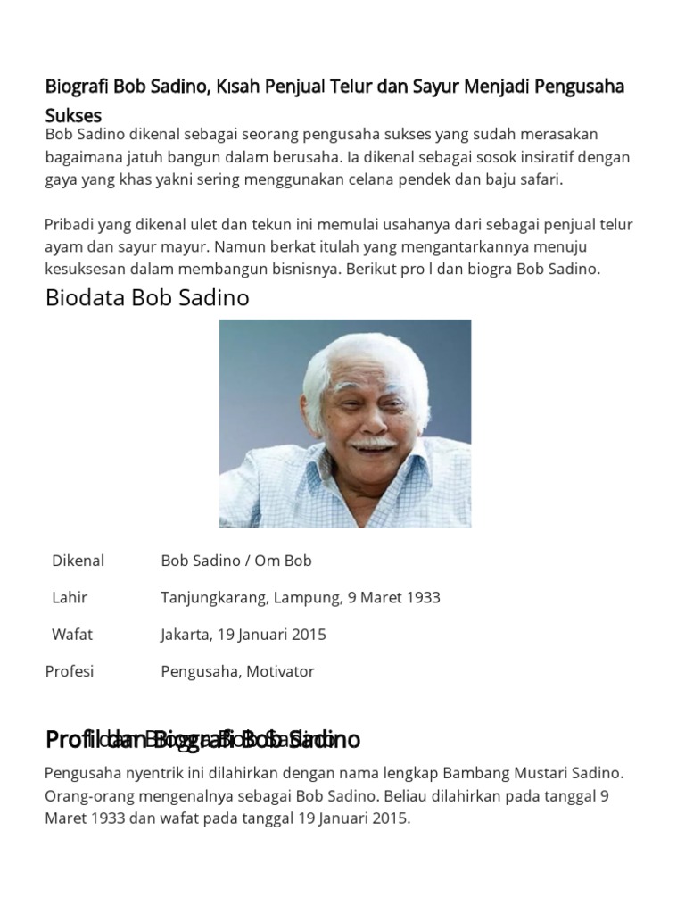 Biodata Bob Sadino | PDF