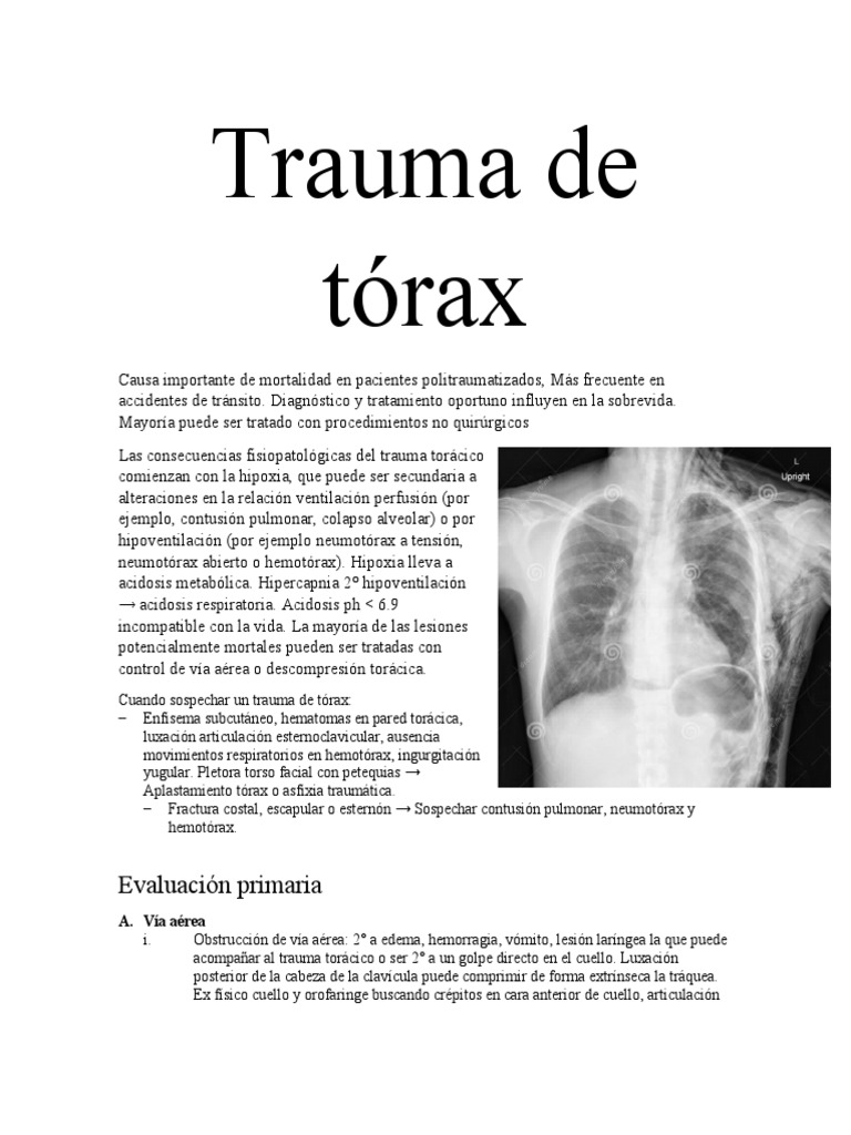 Trauma de Tórax | PDF | Lesión | Emergencias Médicas