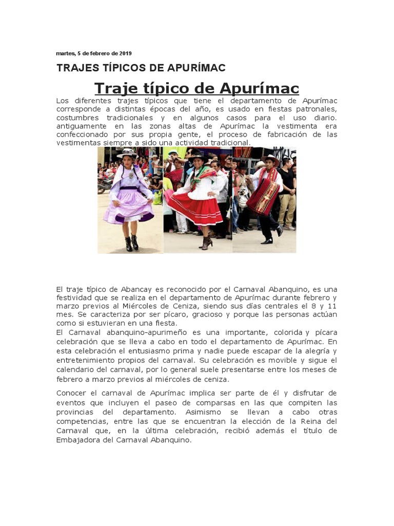 Apurimac | PDF | Carnaval | Pascua de Resurrección