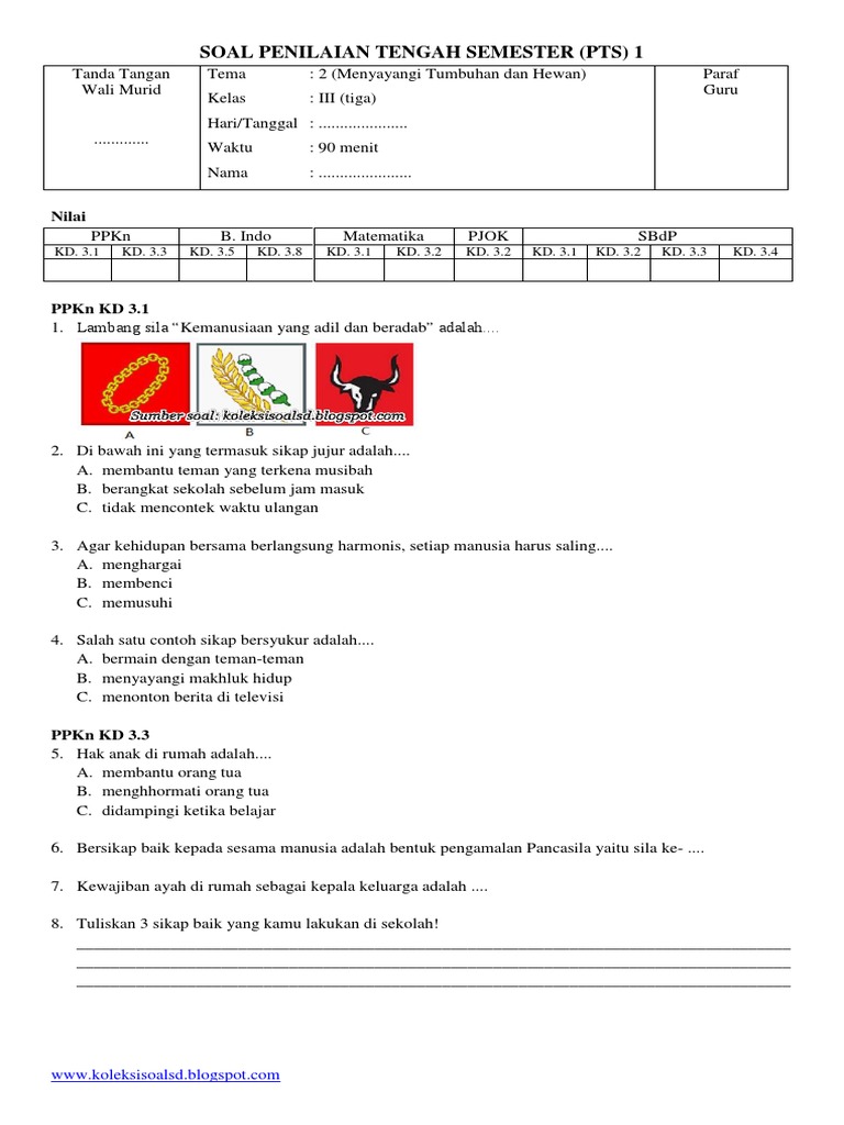 Soal PTS Kelas 3 Tema 2 | PDF