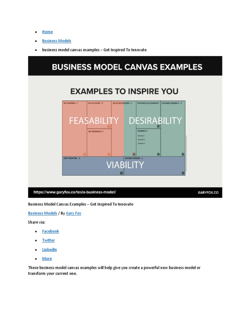 Business Model Canvas Examples - Inspiring Innovation Through Leading ...