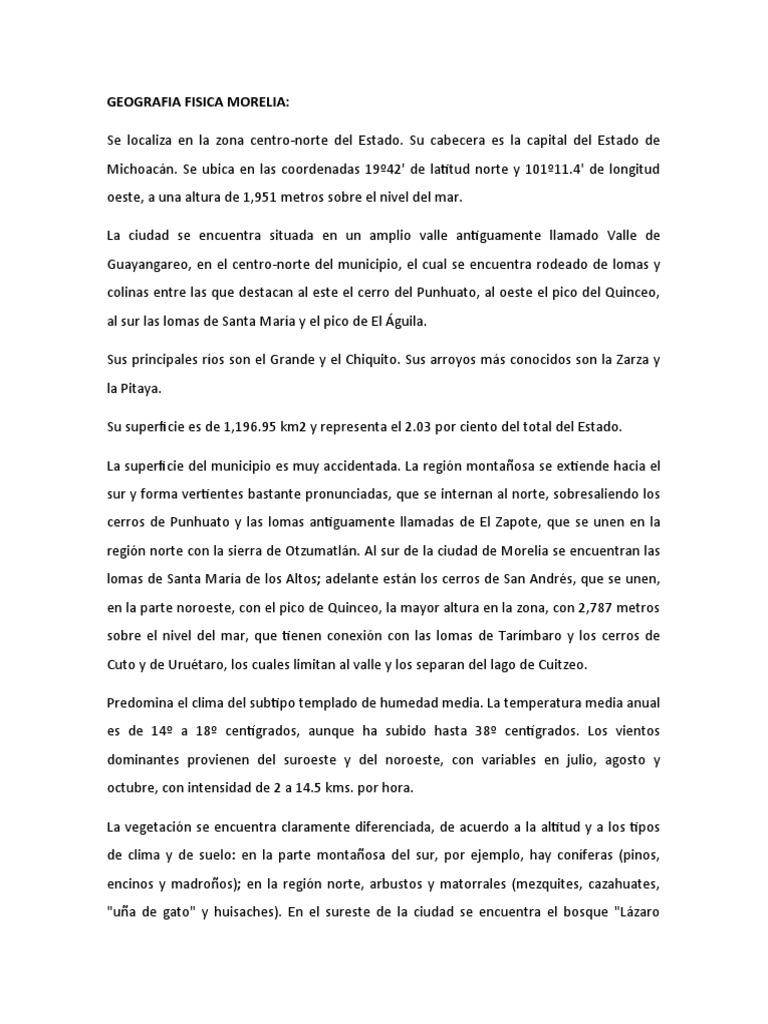 Geografia Fisica y Humana Morelia Info | PDF | Ciencias de la Tierra