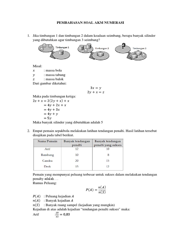 Pembahasan Soal AKM Numerasi Matematika | PDF | Metode & Bahan Ajar