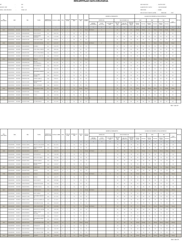 Rekapitulasi Data Keluarga Pdf