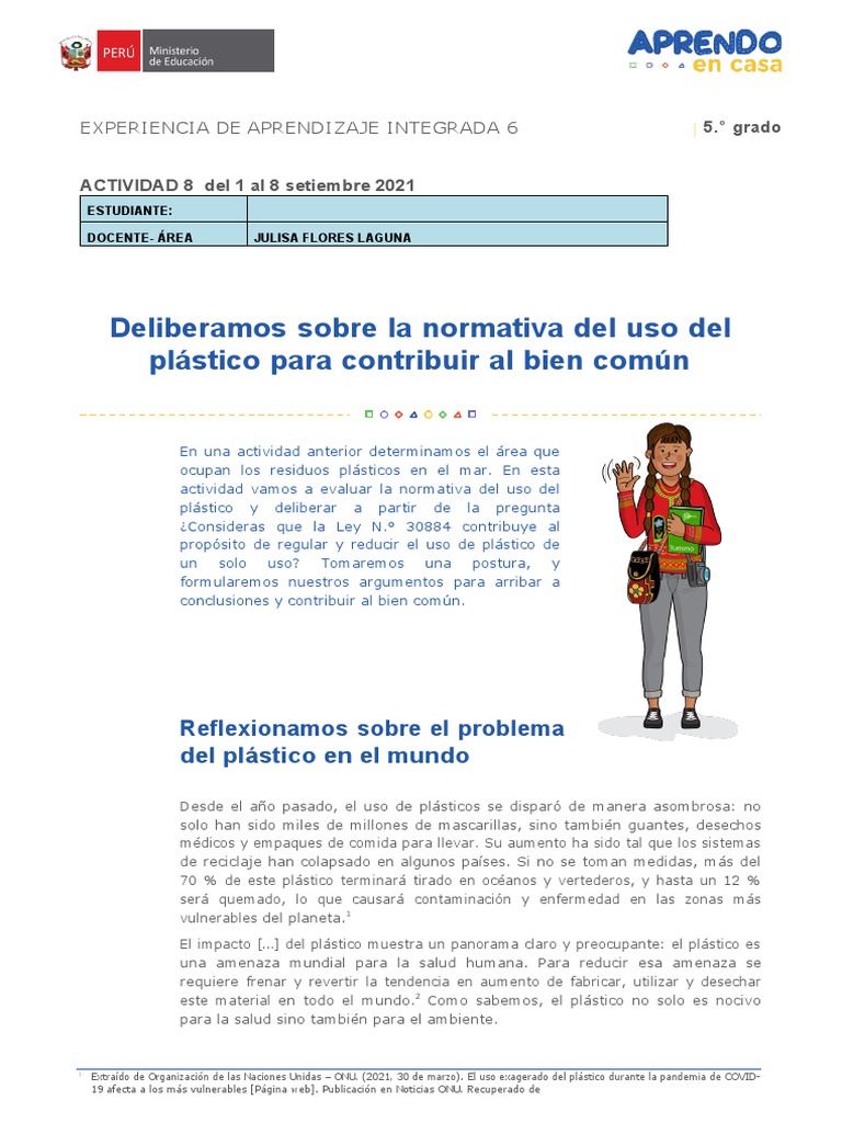 Exp. Apre. 6 Activ. 1 | PDF | El plastico | Residuos