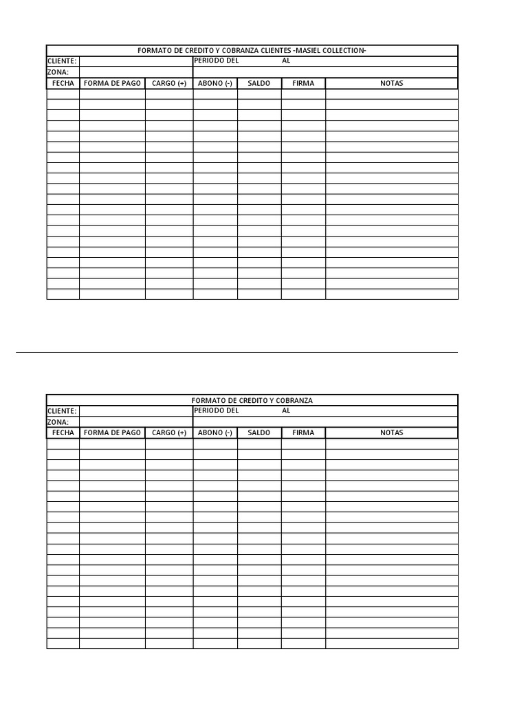FORMATO DE CREDITO Y COBRANZA - Clientes | PDF