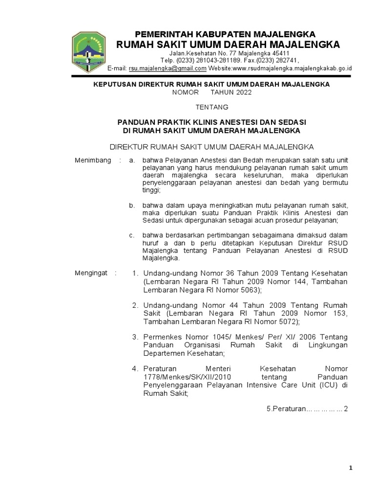 a2.PPK PELAYANAN ANESTESI DAN SEDASI | PDF | Kesehatan Holistik