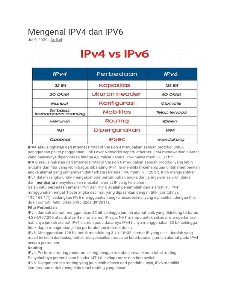 Mengenal IPV4 Dan IPV6 | PDF