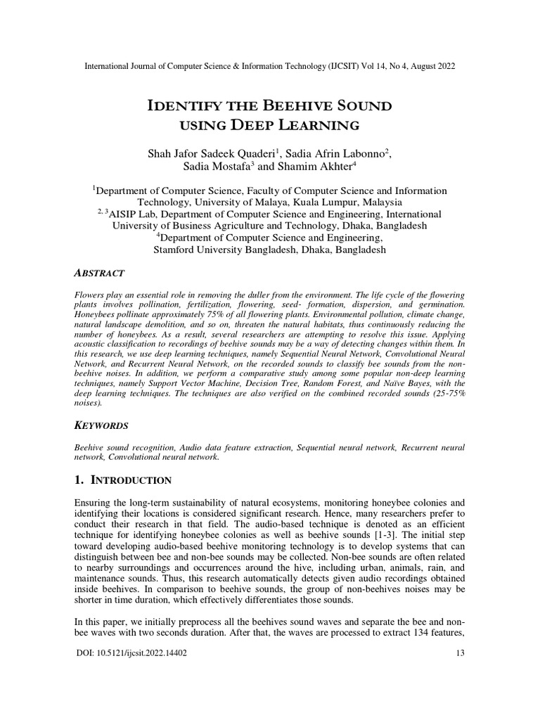 Identify The Beehive Sound Using Deep Learning Pdf Deep Learning Spectral Density 4360