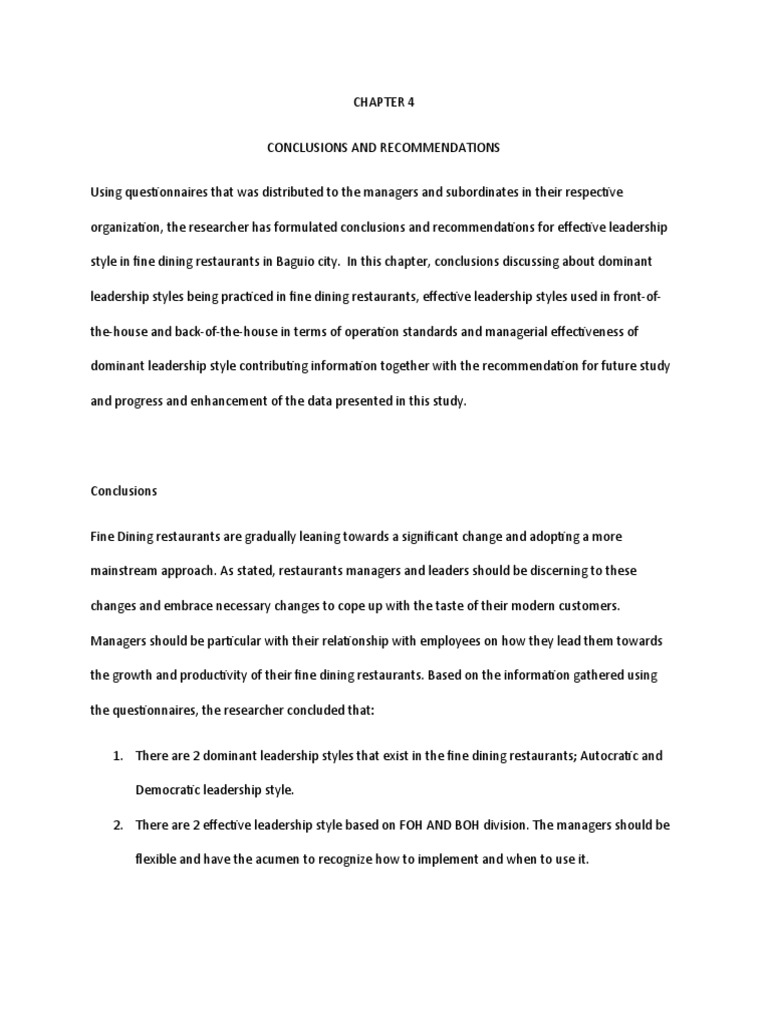 Chapter 4 | PDF | Leadership | Restaurants