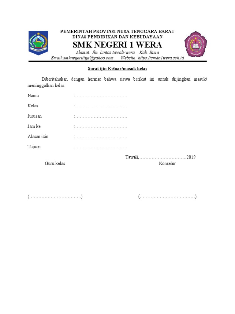 Surat Ijin Siswa | PDF