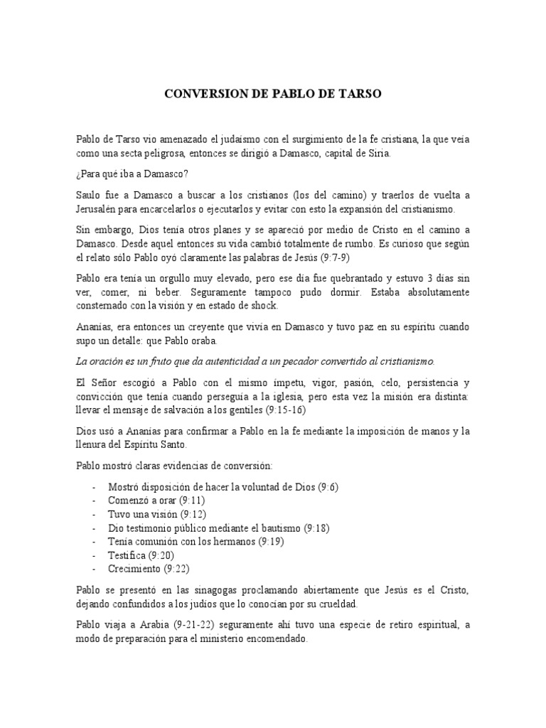 Conversion de Pablo de Tarso | PDF | Pablo el apóstol | Jesús