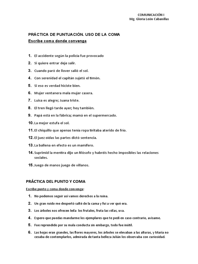 Uso correcto de la puntuación en español | PDF | Cocina, comidas y vino