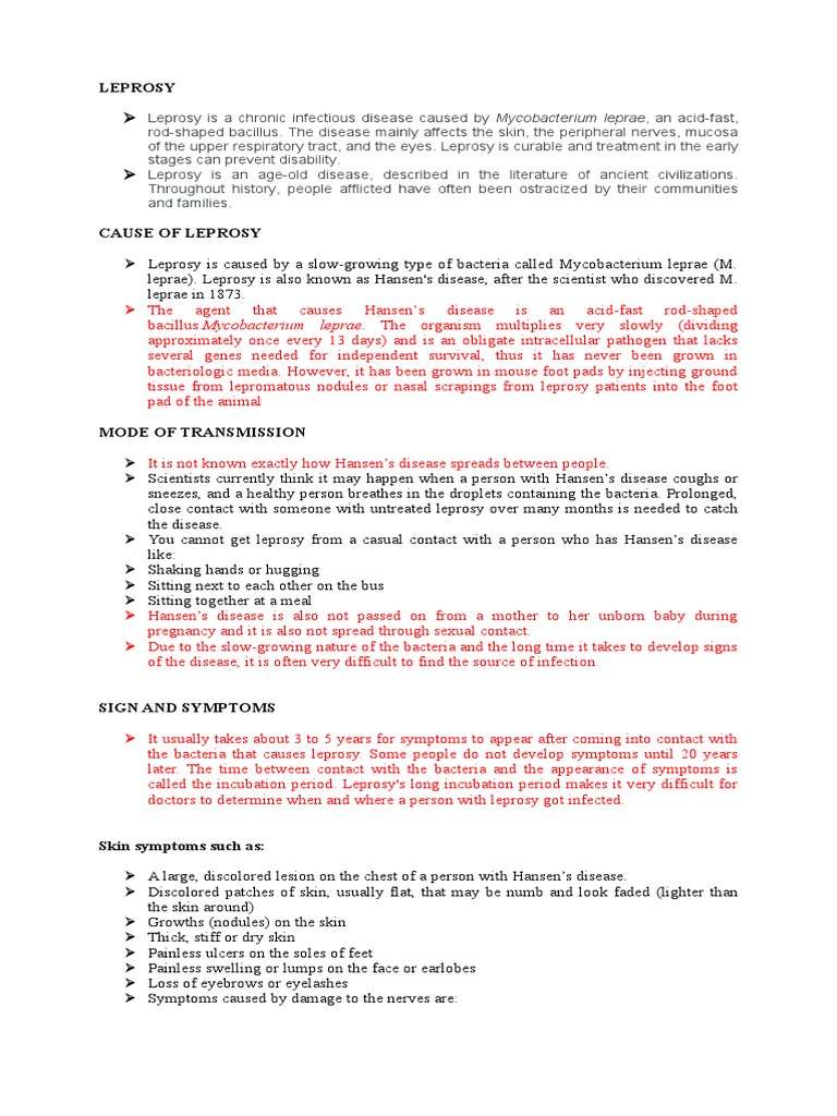 LEPROSY_REPORT | PDF | Leprosy | Clinical Medicine