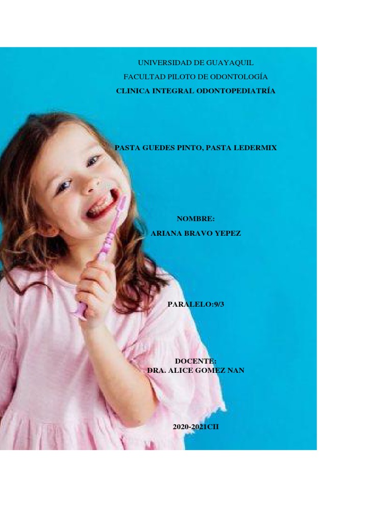 Pasta Guedes Pinto y Ledermix en Odontopediatría | PDF | Especialidades ...