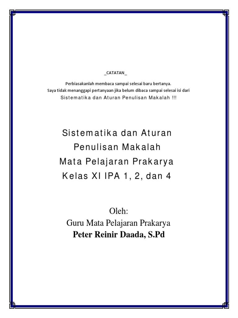 Sistematika & Aturan Penulisan Makalah | PDF