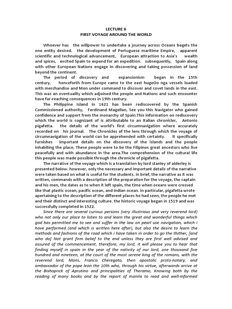 LECTURE NOTES 6 First Voyage Around The World | PDF | Age Of Discovery ...