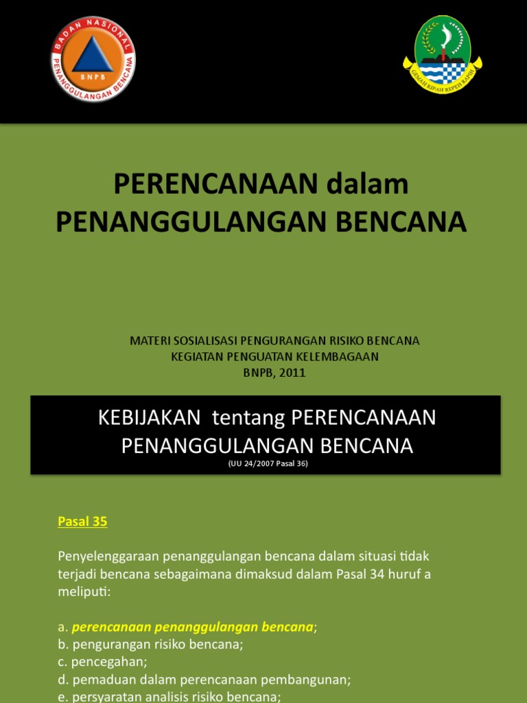 Materi # 4 Perencanaan Penanggulangan Bencana | PDF