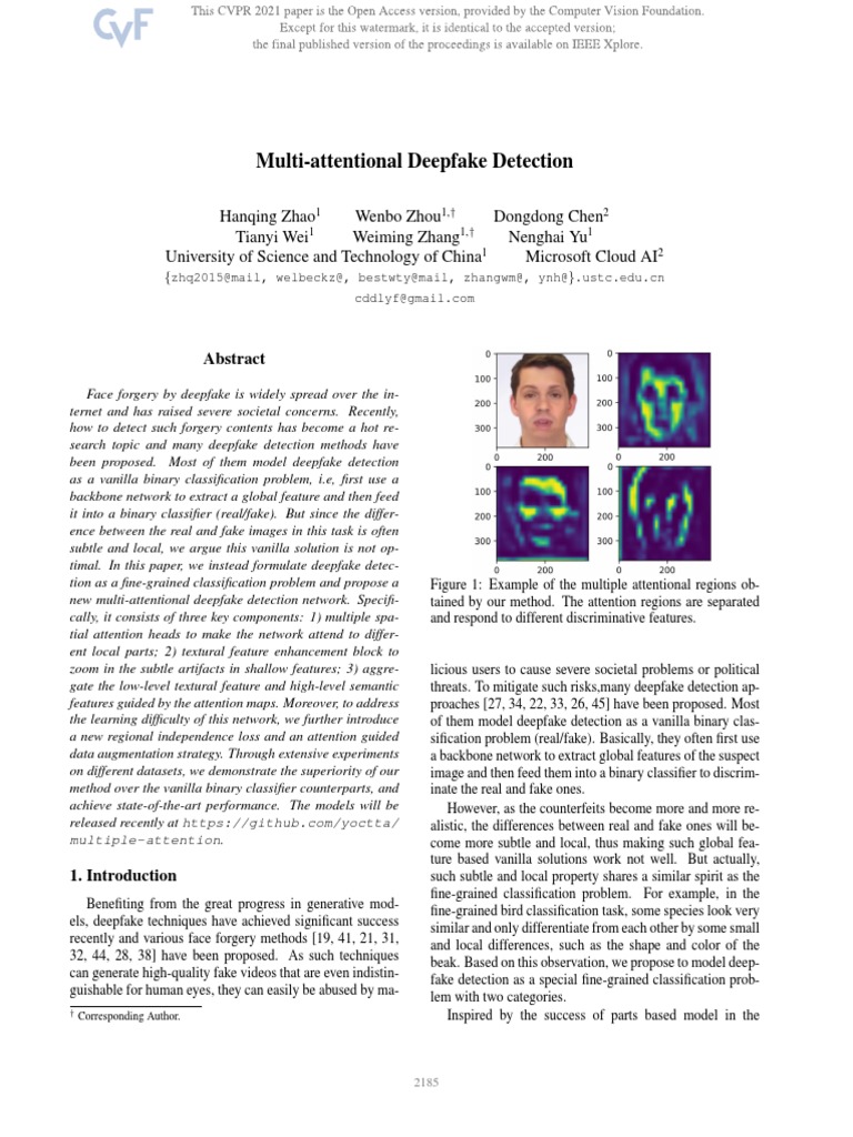 Zhao Multi Attentional Deepfake Detection Cvpr 2021 Paper Pdf