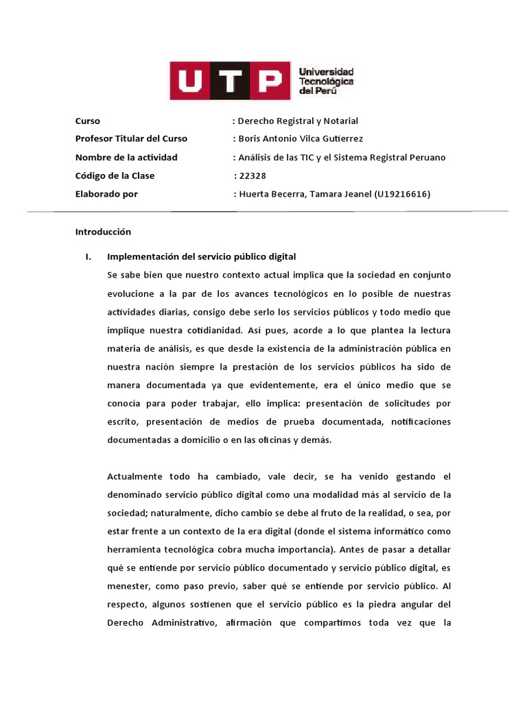 S.16 - Análisis de Las TIC y El Sistema Registral Peruano | PDF | Ley ...