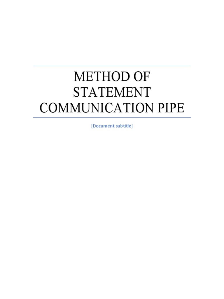 METHOD OF STATEMENT-COMMUNICATION PIPE Subscrib | PDF | Pipe (Fluid ...