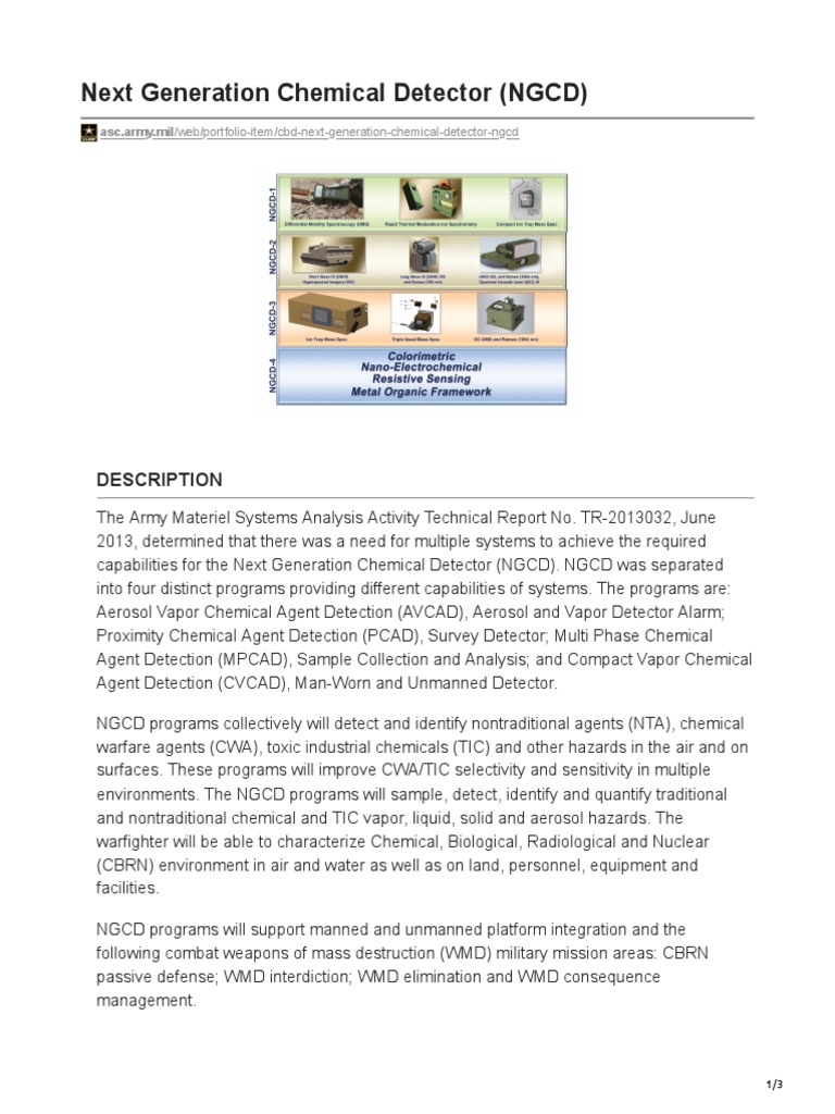 Asc - army.Mil-Next Generation Chemical Detector NGCD | PDF | Chemical ...