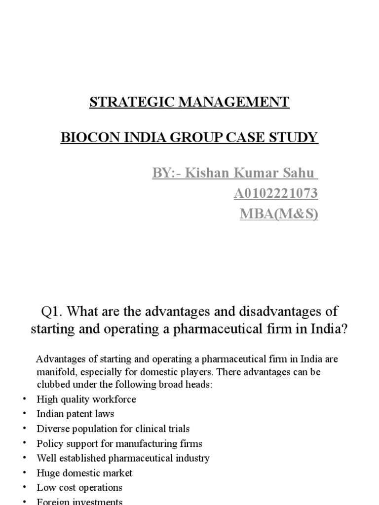 Biocon Case Study | PDF | Clinical Trial | Market (Economics)