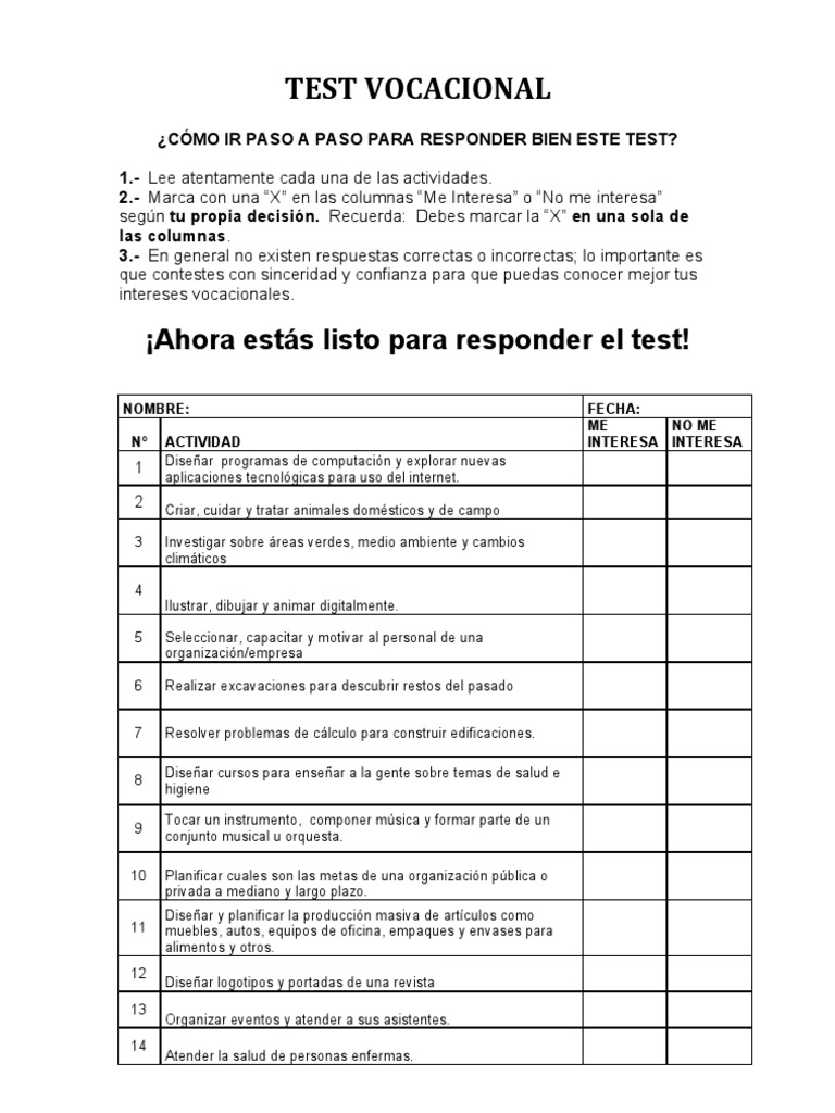 Test Vocacional | Diseño | Ingeniería