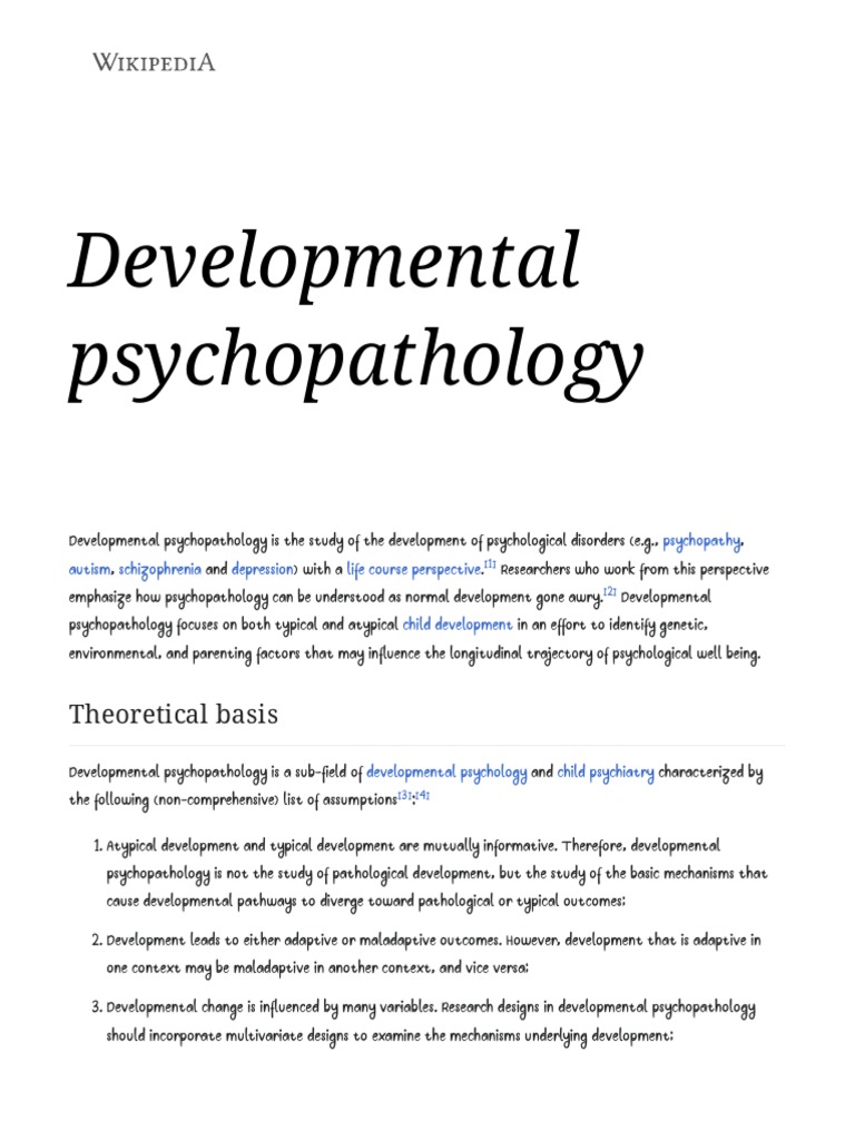 Developmental psychopathology - | PDF | Psychopathology | Clinical Medicine