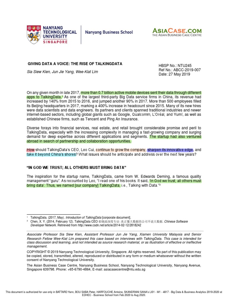 Case Study 1. Giving Data A Voice The Rise of Talking Data-1 | PDF | Analytics | Big Data