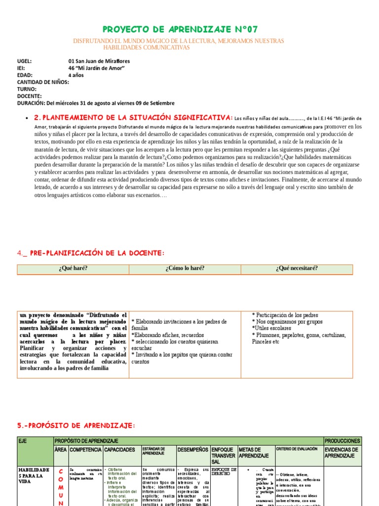 Proyecto Plan Lector | PDF | Aprendizaje | Comunicación no verbal