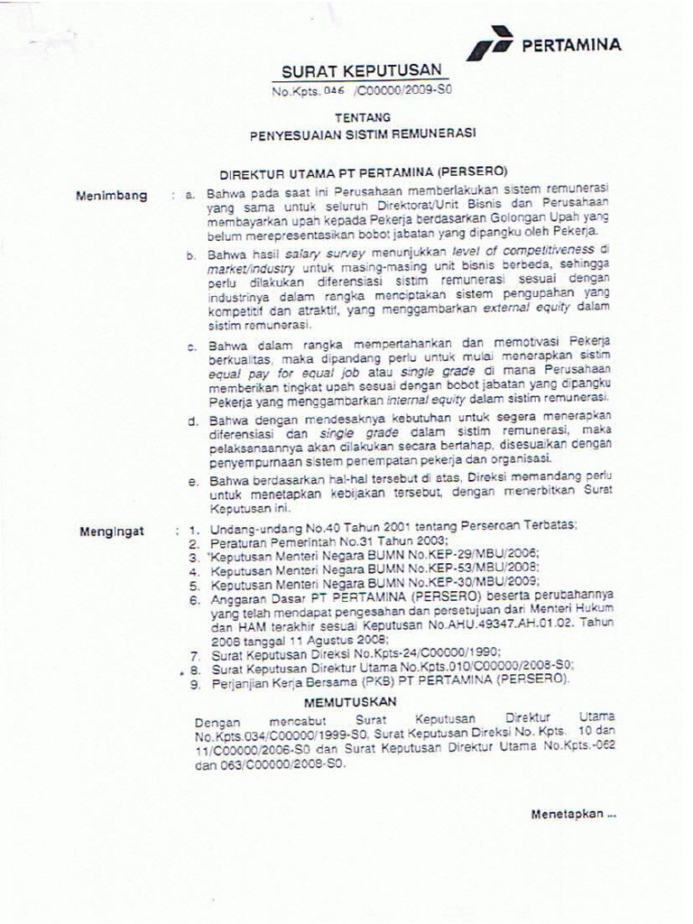 SK 046 (Penyesuaian Sistem Remunerasi) Bagian 1 | PDF