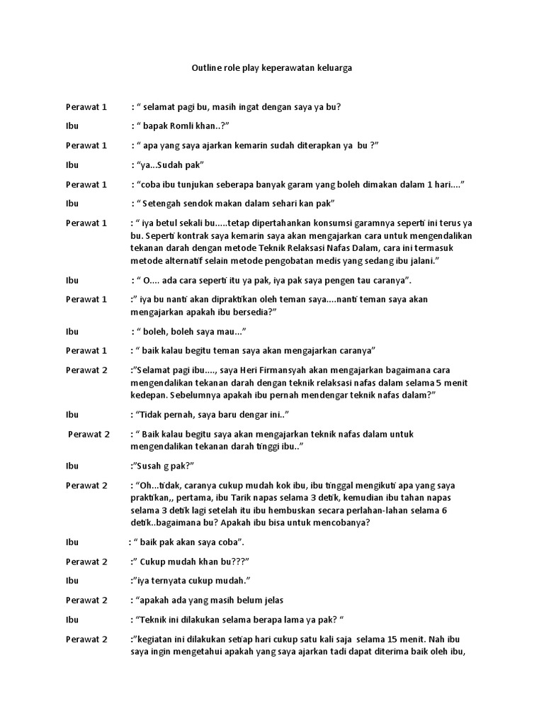 Outline Role Play Keperawatan Keluarga | PDF