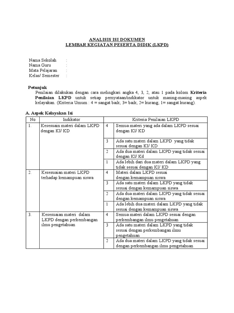 Analisis Isi Dokumen Lembar Kegiatan Peserta Didik LKPD | PDF