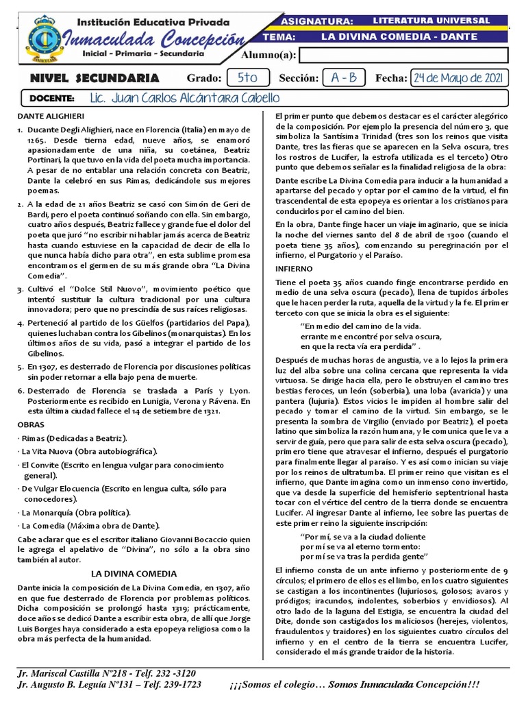 GC050201 - La Divina Comedia - 24MAY | PDF | Divina Comedia | Infierno ...