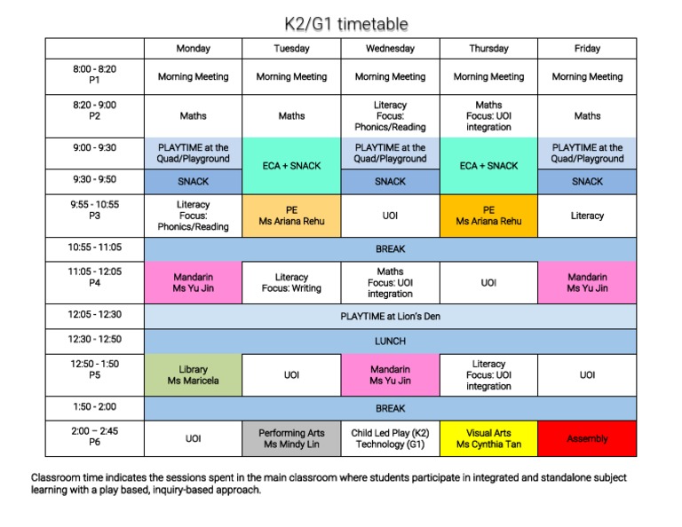 k2-g1 Timetable 2022-23 | PDF | Behavior Modification | Psycholinguistics