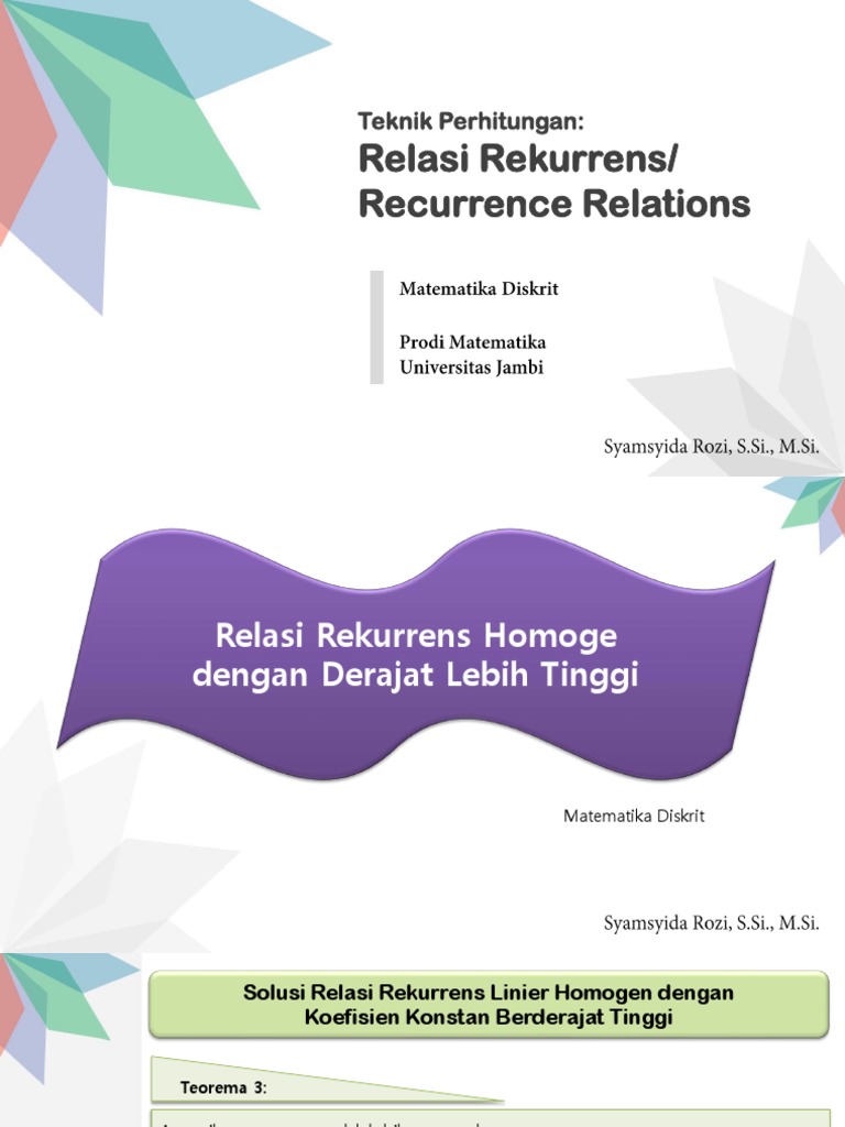 10a. Relasi Rekurrens Derajat Tinggi Homogen Dan Nonhomogen | PDF