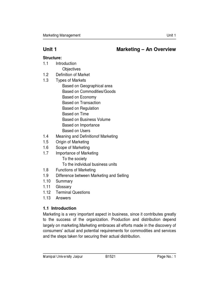 DBB1104 Unit 2001 20Marketing 20 E2 80 93 20An 20Overview PDF